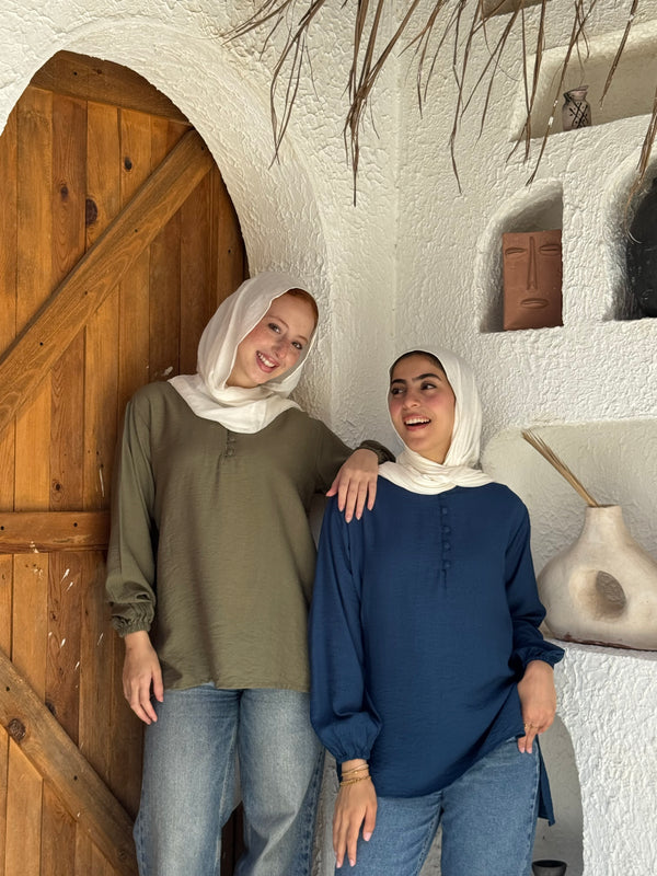 Linen Long Sleeves Top – Vivido.eg